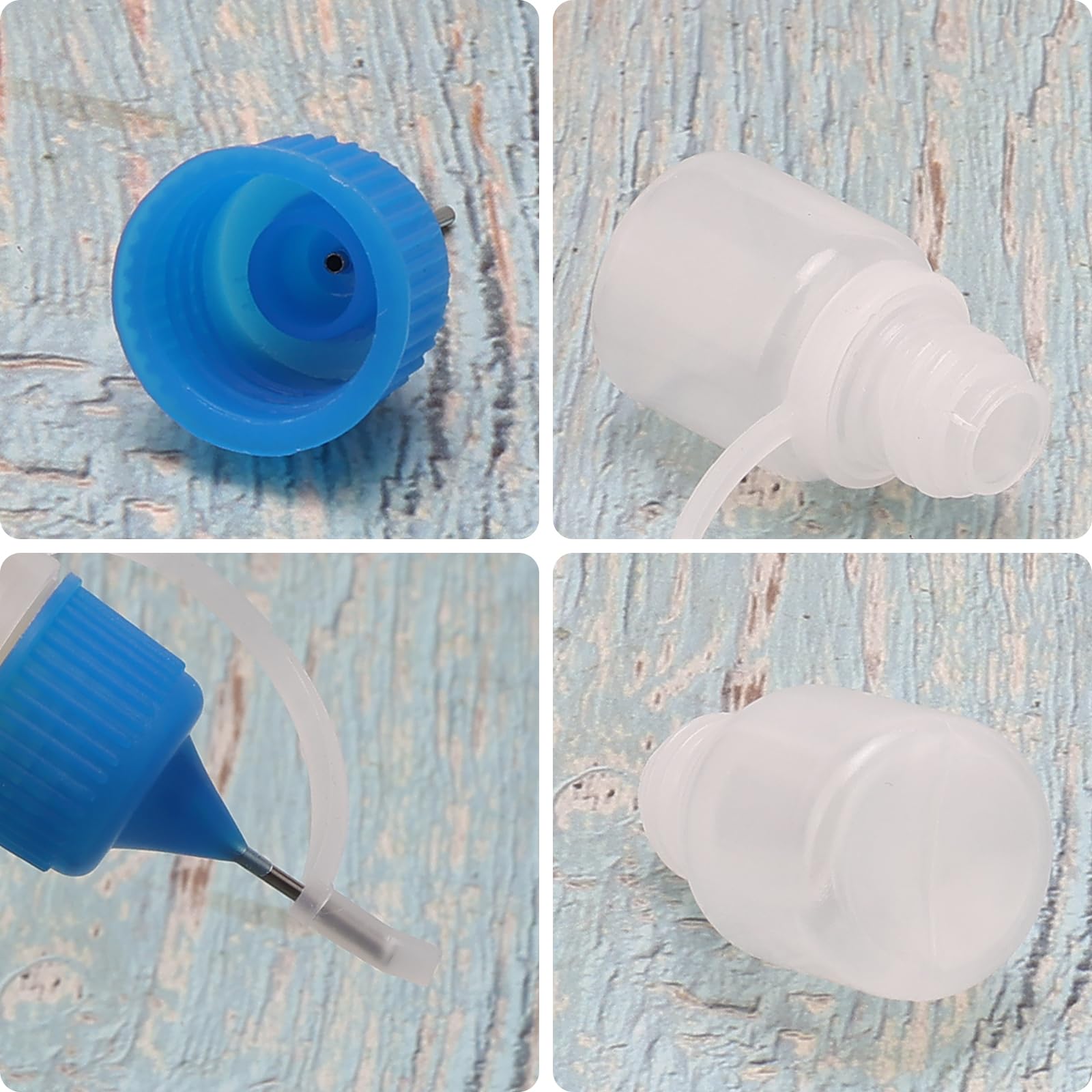 10pcs 3ml Empty Plastic Dropper Bottles Metal Needle Bottle Blue Cap