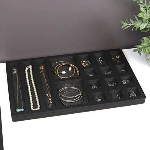 1 Pc of Stackable Jewelry Tray Display Organizer Grid 16x10 Black Foam Ear Ring Bracelet