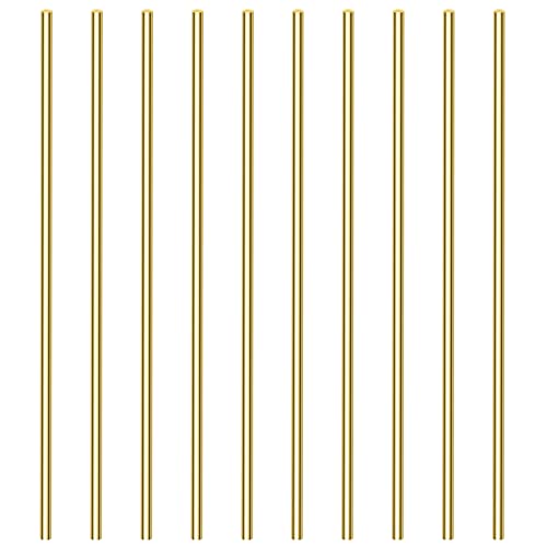 10 Pieces 12 inches 1/8 inch Brass Rods, Sutemribor Brass Solid Round Rod Lathe Bar Stock, 1/8 inch in Diameter, 12 inches in Length