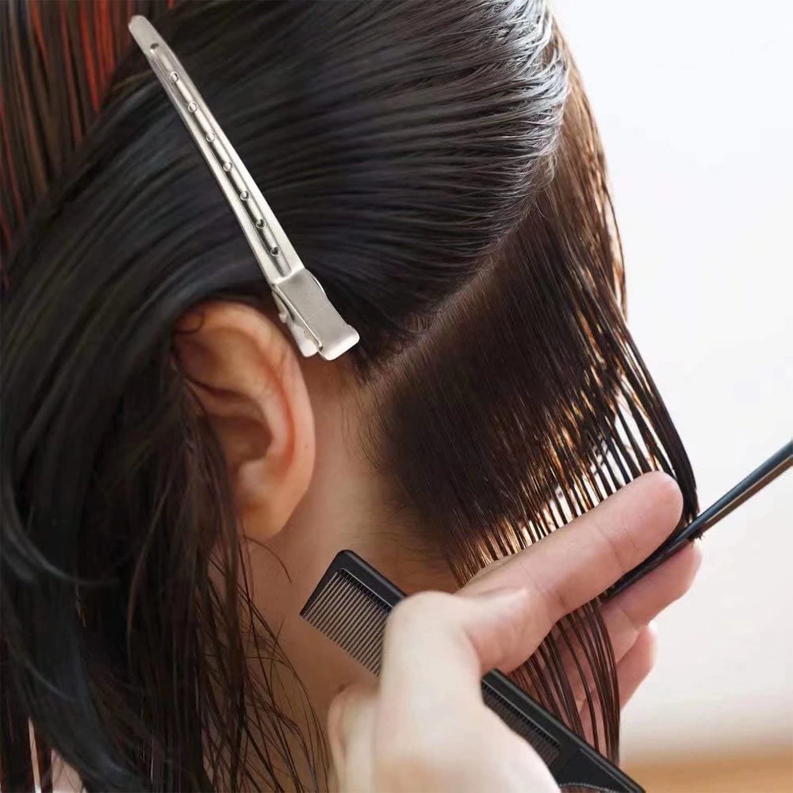 1 Pack Professional Carbon Steel Tail Combs Heat Resistant with Metal Pick, Anti Static Black Styling Tail Hair Comb Fine Teeth, Metal Pintail Teasing Comb Brush