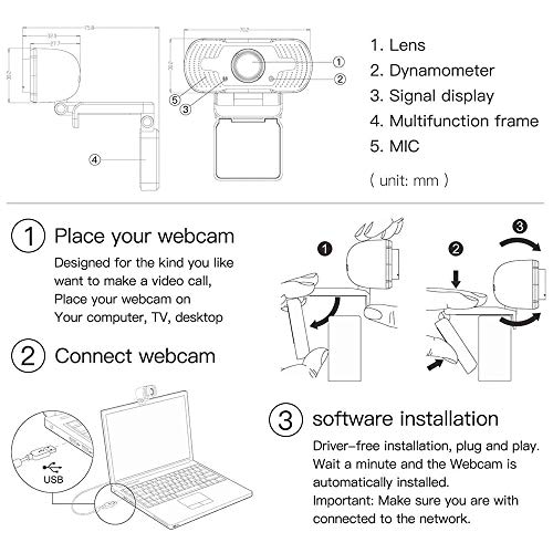 1080p Hd Webcam with Built-in Microphone, Widescreen USB Hd Web Camera for Zoom Meeting YouTube Skype Facetime Hangouts