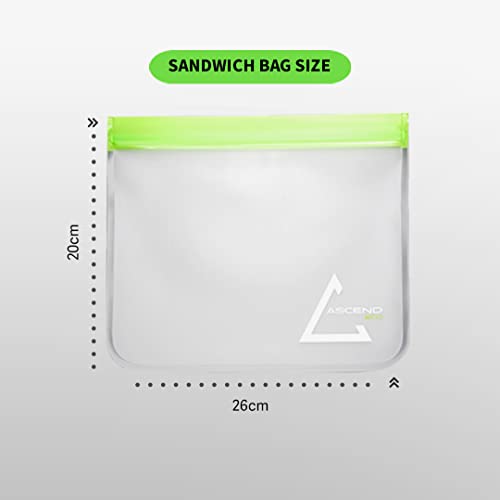 12 Pack Food Storage Bags - Durable & Reusable Food Storage Bags with Zipper Closure - BPA Free, & Leak Proof Zip Lock Bag for Sandwiches, Snacks, Gallons - Size 8.66" x 8.66" safe