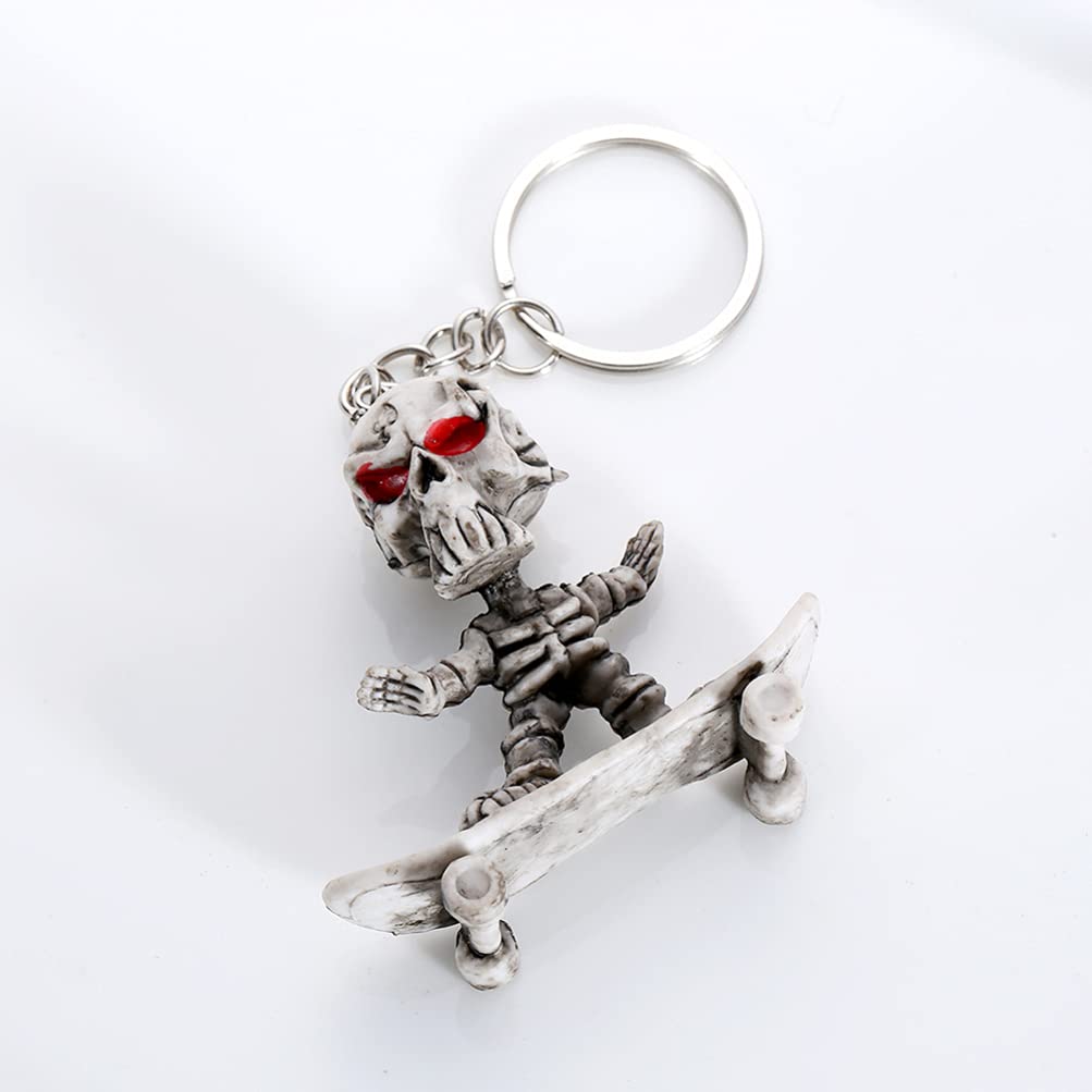 1 pc Halloween Skull Keychain Rubber Skeleton Hanging Pendant Fashion Skateboard Skull Handbag Car Keyring Decor