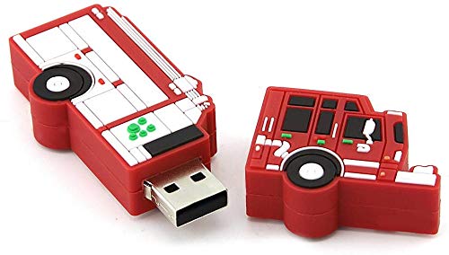 128GB USB 2.0 Flash Drive Novelty Cute Fire Fighting Truck Shaped Cartoon Pen Drive Thumb Drive Memory Stick Pendrive
