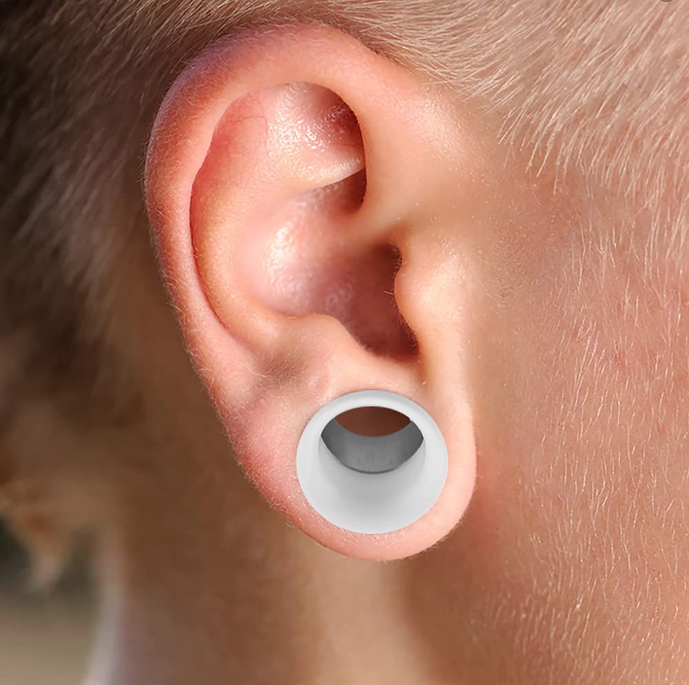 1 Piece of 1/2 Inch - 12mm 2 Tone Solid White Acrylic with 316L Surgical Steel Internally Threaded Ear Gauge Flesh Tunnel