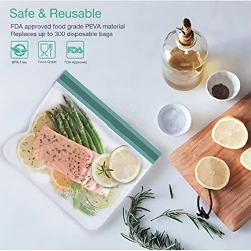 10 Pack Reusable Storage Bag, Dishwasher Safe,3 Galon Bags 4 sandwishs Bags and 3 Snack Bags, Leak-proof Reusable Quart bags for Marinate Meats, Cereal, Sandwich, Snack,