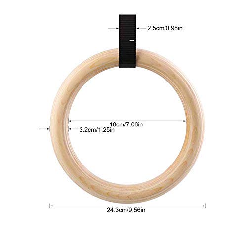 1 Pcs Gymnastic Ring Wooden Gym Ring, Fitness Ring, Exercise Ring, Heavy Duty Gym Equipment for Training Workout, Strength Training, Gymnastics, Olympic (Without Strap, Only 1 Ring)