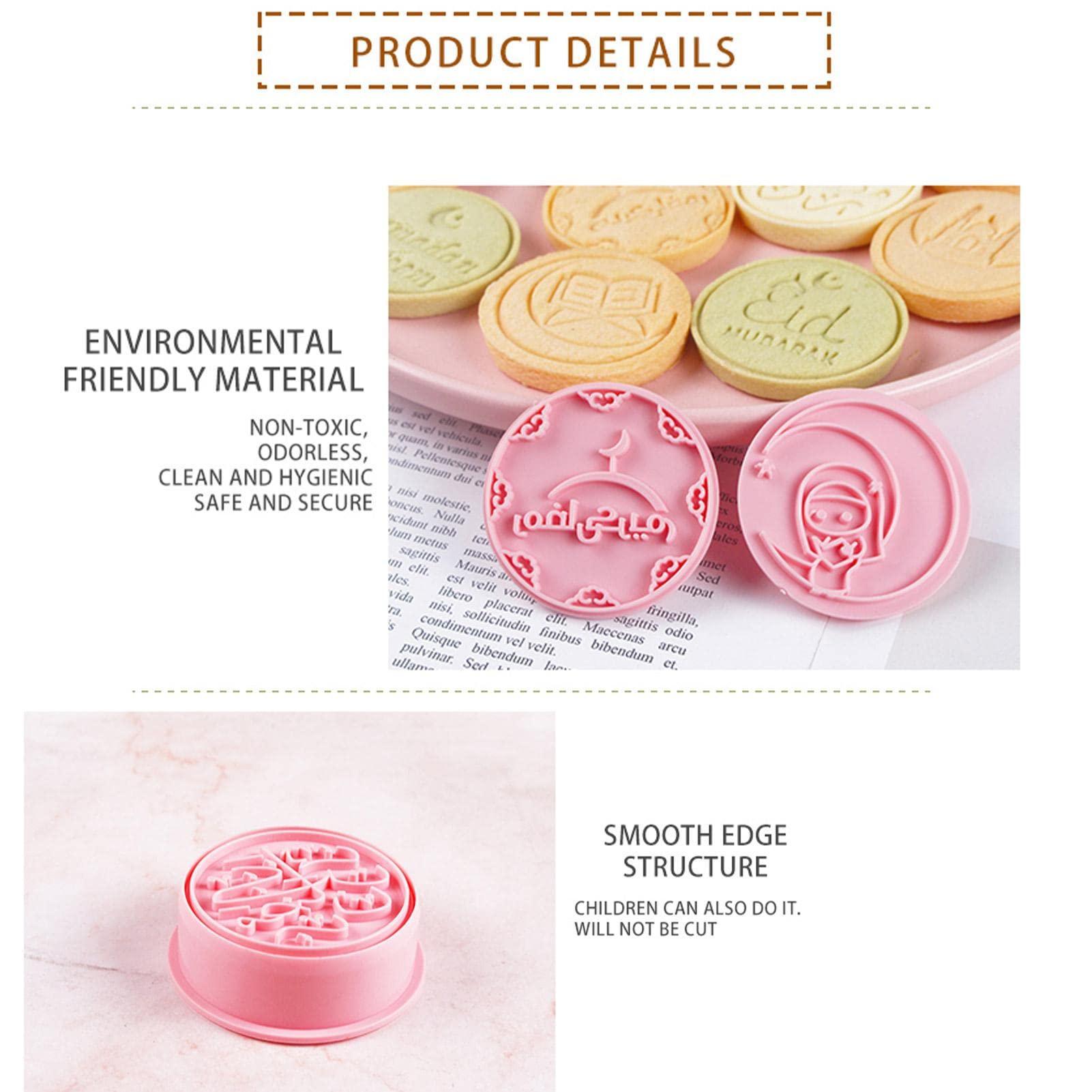 10 Pieces Eid Mu-barak Cookie Cutters Rama-dan Cookie Mu-slim Biscuit Mold Star Lantern Moon Cookie Stamper DIY Biscuit Press Stamp Molds For Baking Fondant Supplies