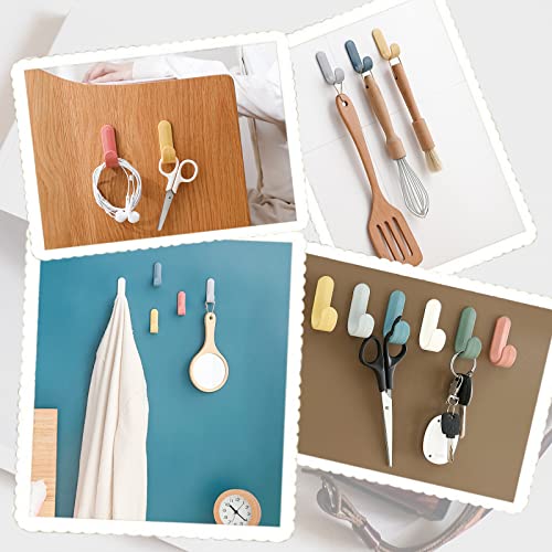 18Pcs Plastic Adhesive Hooks, Fashion Color Wall/Door Hanger for Hanging Coat Clothes, Hats, Ladies Bags, Purses, Keys, Towels