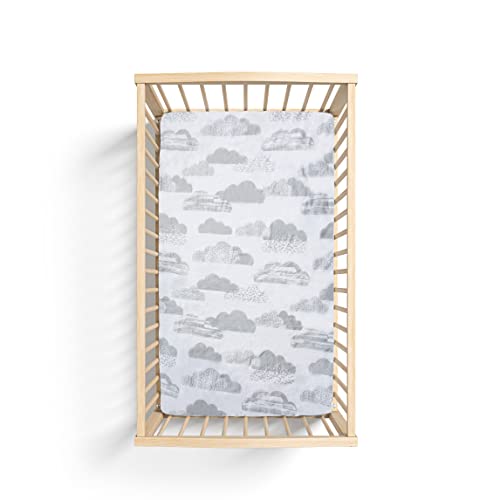 100% Cotton Jersey Cribsheet Standard Size, Grey Clouds