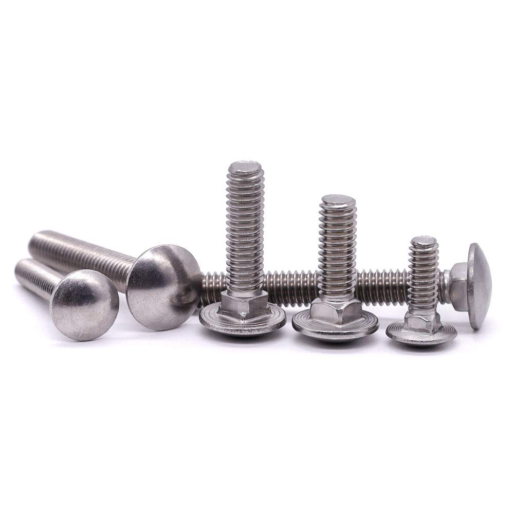 1/4-20 x 1-1/4" Carriage Bolts, 304 (18/8) Stainless Steel Carriage Screws, Round Domed Head Square Neck, Grade A2-70, Full Thread, Coarse Thread UNC, 25 PCS