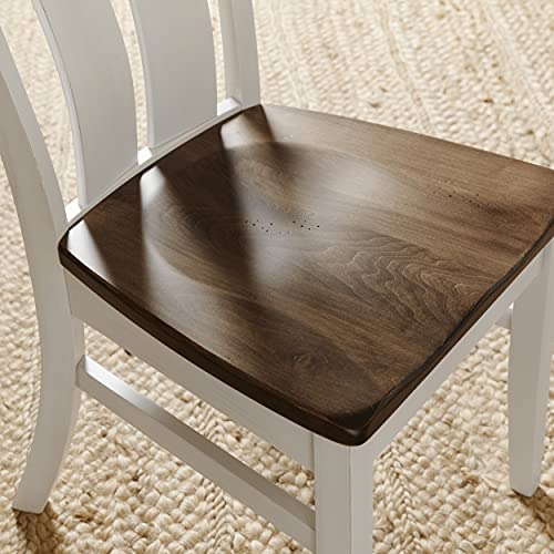 5 Piece Solid Maple Wood Dining Room Set | Full Kitchen Table Set with Table and 4 Chairs | 38β x 48β Brown and White Rectangle Table with Eased Edge and Distressing | Handmade in USA