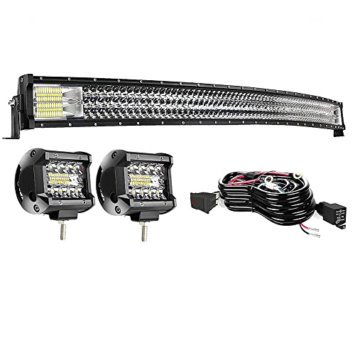 1 Pc of 52‘’ Inch 3-Row LED Light Bar Combo + 2x4'' Cube Pod+Wire