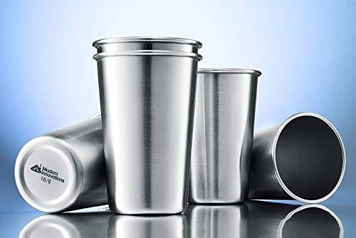 16 Ounce Stainless Steel Pint Cups - Stackable Pint Cup Tumblers For Travel β Metal Cups For Drinking Outdoors - 16 Oz Reusable Steel Cups - 5 Pack