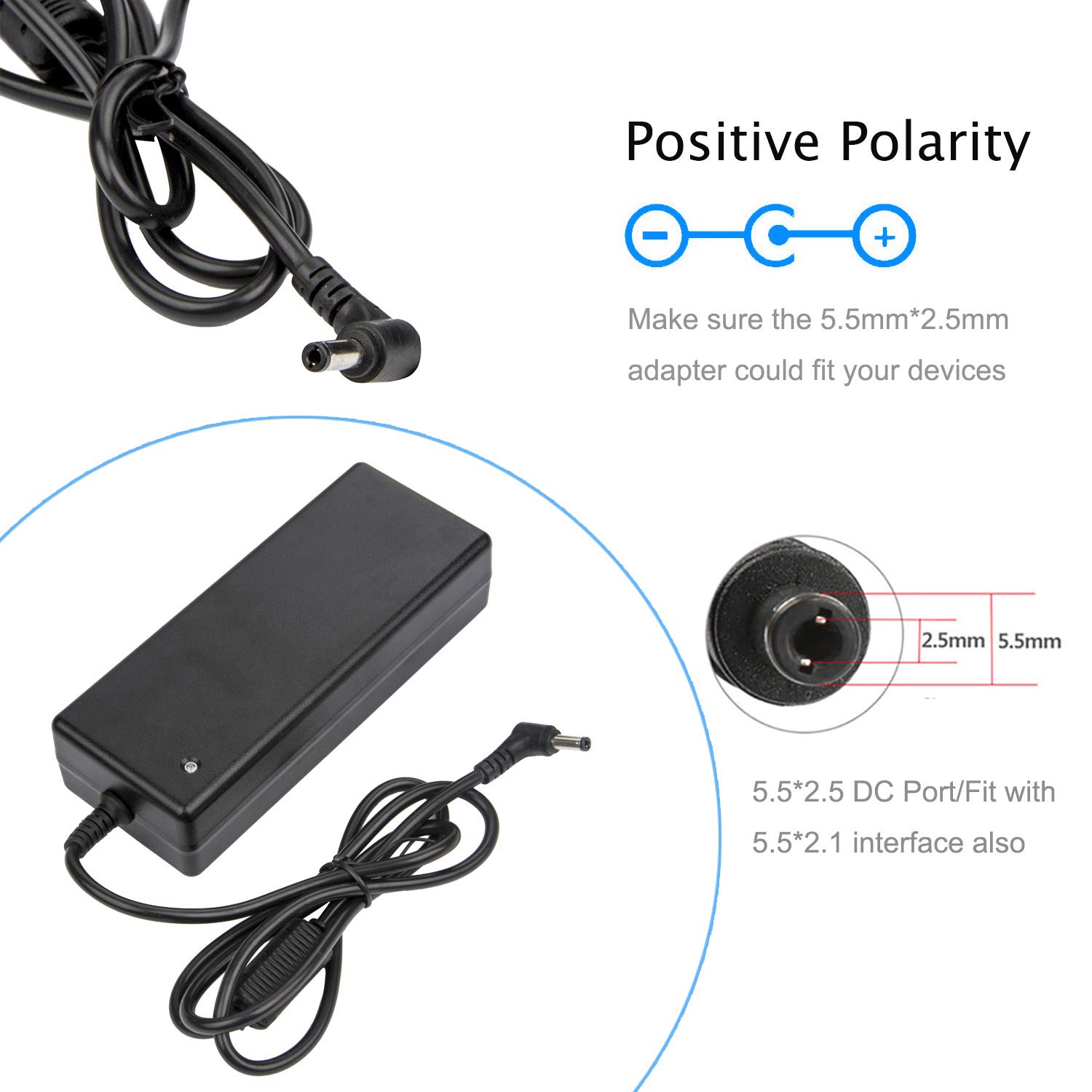 12V 10A Power Supply Adapter - COOLM AC Adaptor 100-240V 50-60HZ DC 12V 120W Adapter Transformer 5.5x2.5mm DC Output Jack for LED Strip Light LED Driver