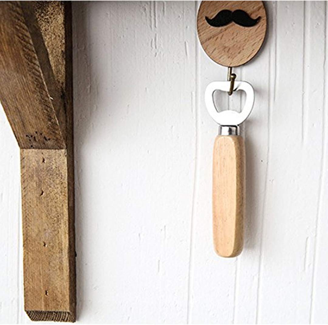 10 pcs wooden handle stainless steel beer bottle opener, smooth rubber wooden drink bottle cap opener family party bar bartender,DIY logo engraved gift
