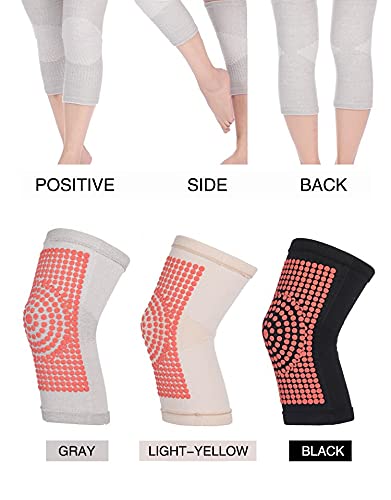 1 Pair Self Heating Support Knee Brace Warm for Arthritis Joint Pain Relief and Injury Recovery Knee Pads (Light Grey,M)