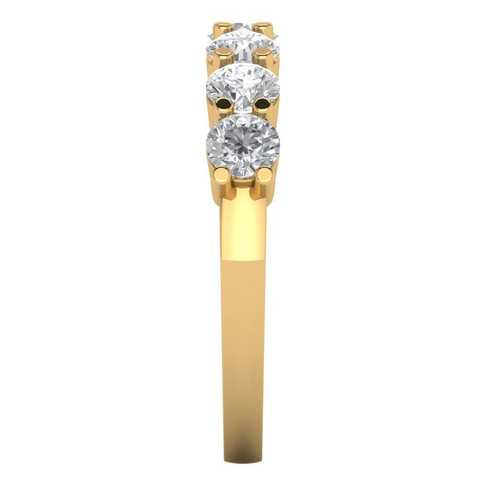 1.05 ct Round Cut Clear Simulated Diamond 14k Yellow Gold Stackable Wedding Engagement Promise anniversary Band Sz 6.5