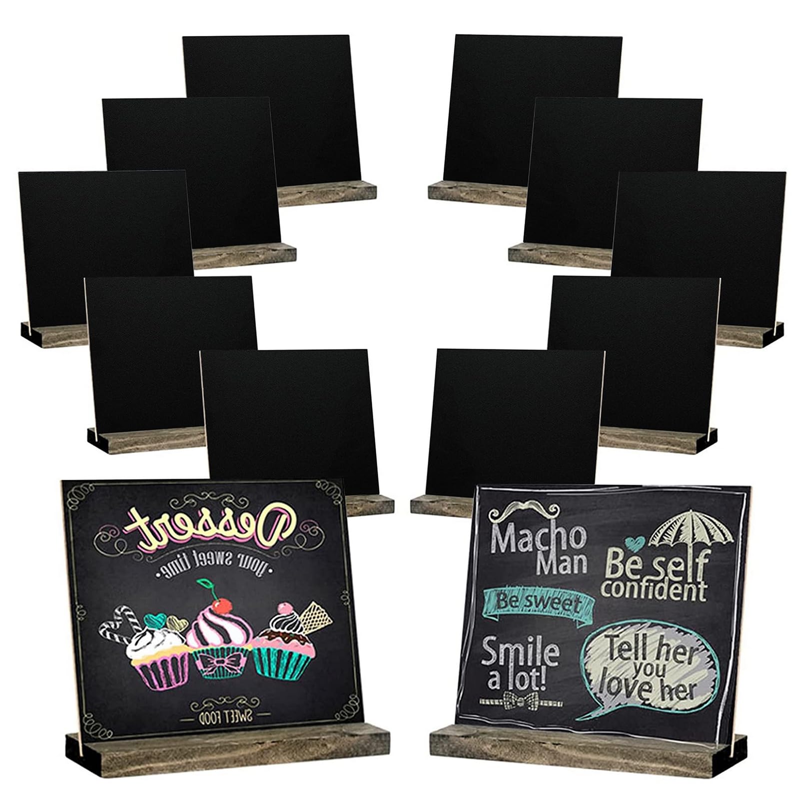 1 Set Chalkboard Signs with Stable Base Mini Chalkboard Signs with Stand Wooden Chalkboard Signs Easy Writing Detachable Mini Blackboard for Desktop Wedding Message Board Party Table Number Home Stor