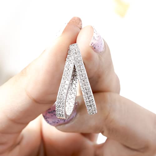 1.30 Carat Cubic Zirconia Inside Out Huggie Hoop Earrings for Women in 925 Sterling Silver (VVS, 1 1/3 CTW) Handmade Mini CZ Huggie Hoops by Octa Pearl