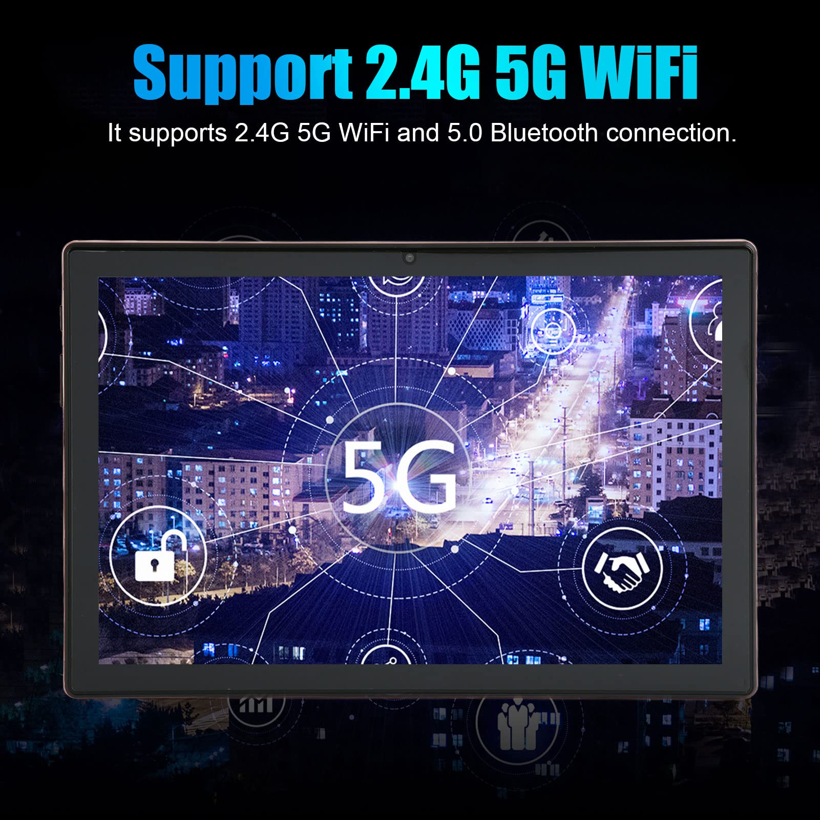 10 Inch Tablet with 6GB 128GB Memory, Octa Core CPU Processor, 2.4G 5G Dual Band WiFi, 1920X1200p 800W 2000W, 8800mAh C Port, Suitable as a Learning Gift for Children(USA)