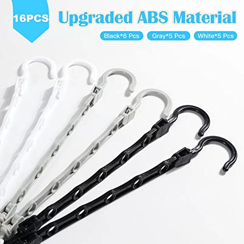 16 Pack Sturdy Hanger Organizer, Plastic Space Saving Hanger, Smart Magic Clothes Hanger, for Dorm Closet Storage Apartment College Bedroom Essentials, Black Gray White [ Upgraded Quality ]