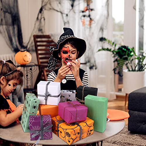 100 Sheets Halloween Tissue Paper Black Orange Wrapping Paper Bat Pumpkin Spider Tissue Paper Skull Gift Wrapping Tissue for Birthday Party Gift Bag DIY Crafts