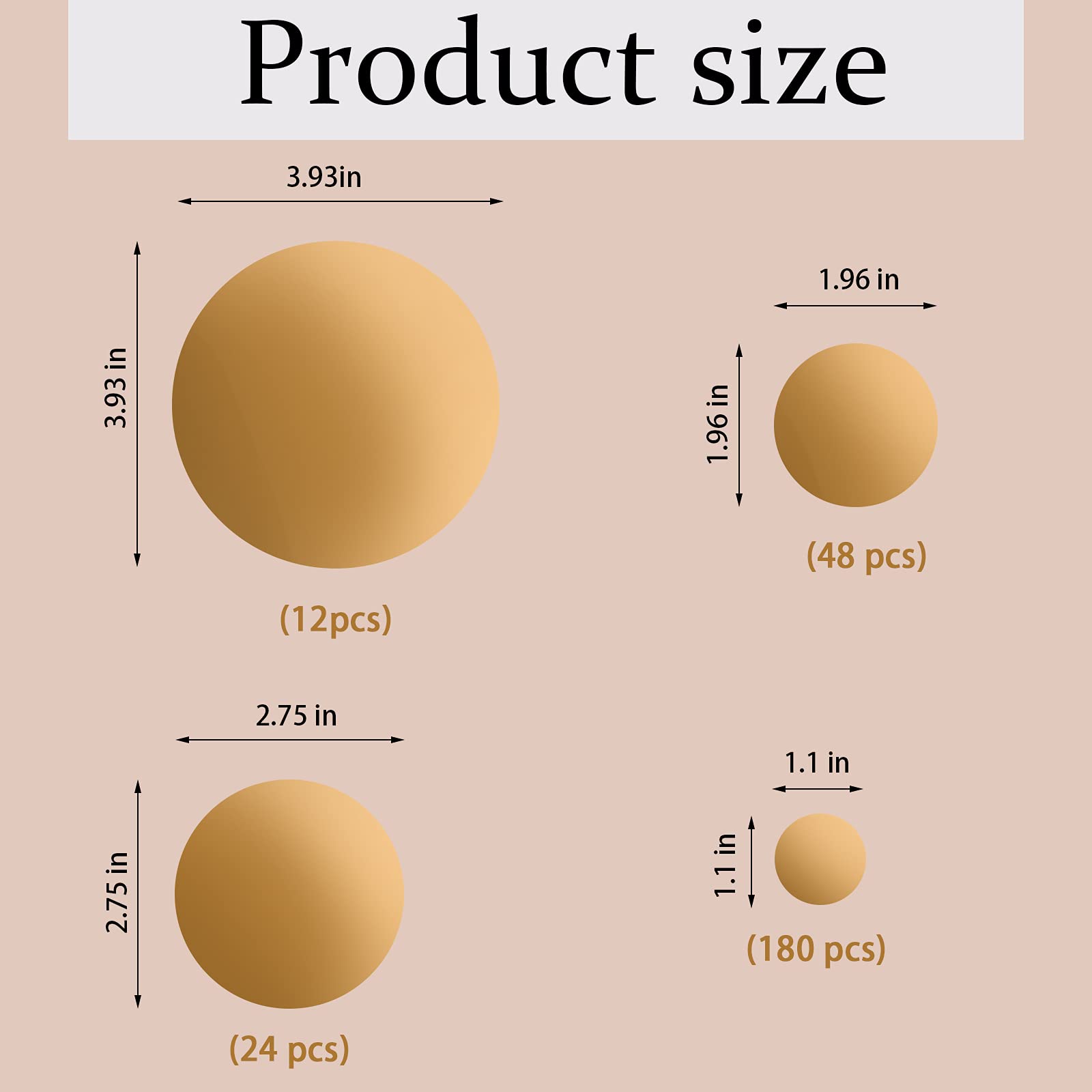 264 Pieces Polka Dot Wall Decals Dot Wall Stickers for Girls Bedroom Living Room Nursery Kids Bedroom Classroom Decor (Gold)