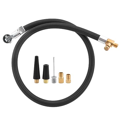 1 Pc Tire Inflator Hose-60cm, Fine Thread Air Pump Hose Lengthened with Valve Adaptors Flexible for Car Bicycle Tire Pump's Hose(Main Black)