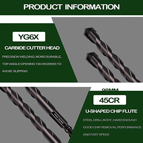 10 Pieces 6MM Masonry Drill Bits Set, JOERIC 1/4 inch Ceramic Drill Bit Concrete Drill Bits for Ceramic Tile Wood Porcelain Mirror Plastic Marble Wall with Strength Carbide Tips
