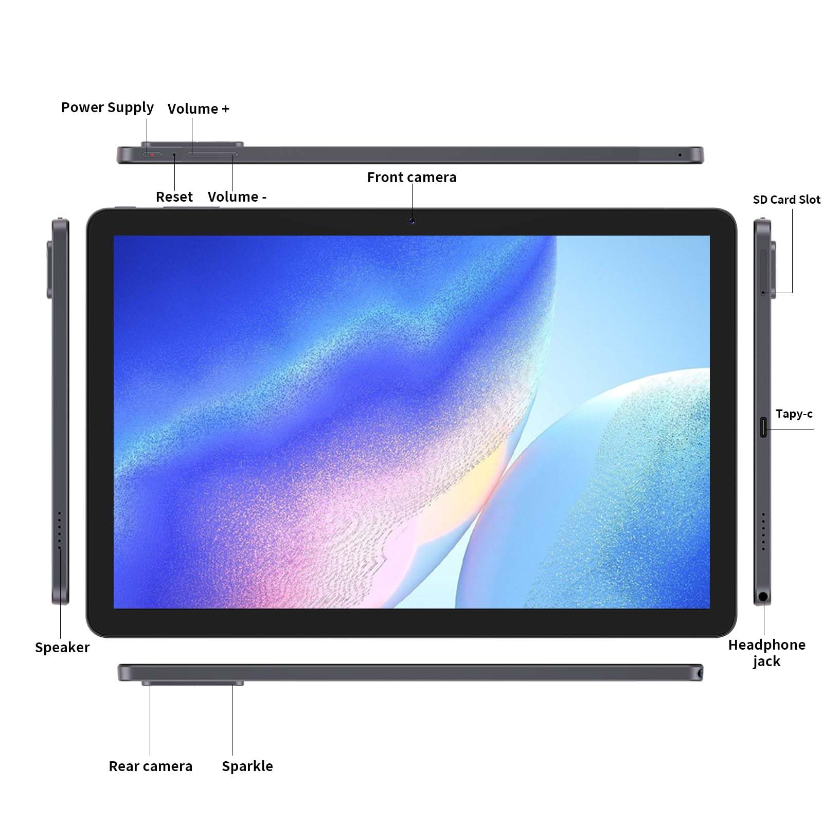 10 inch Tablet Android 13 Tablet, 8GB+64GB 1TB Expand Octa-Core Processor, 1280x800 IPS, Cellular Tablet with 4GLTE, GPS, 6000mAh, 2.4G/5G WiFi, 8MP+13MP Dual Camera, BT5.0