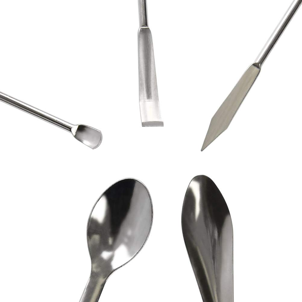 12 Pcs Stainless Steel Lab Spatula Micro Lab Scoop Spoon Reagent Laboratory Spatula Sampling Spoon with Pouch for Powders Gel Cap Filler, Capsule Filler