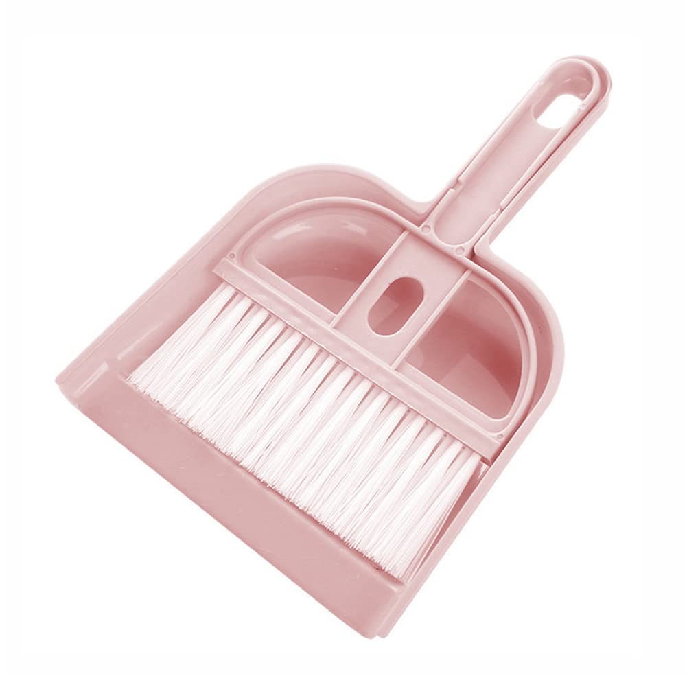 1 Set Mini Broom and Dustpan Set Small Dustpan and Brush Set Mini Hand Held Broom and Dustpan Set Dust Pan and Brush Set Small Dust Pans with Brush Set, Pink