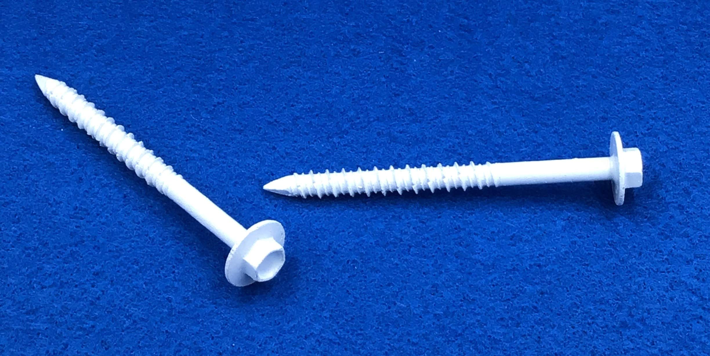 1/4" x 3" Length Under Head, Hex Drive, Concrete Screw & Masonry Fastener (100, White)