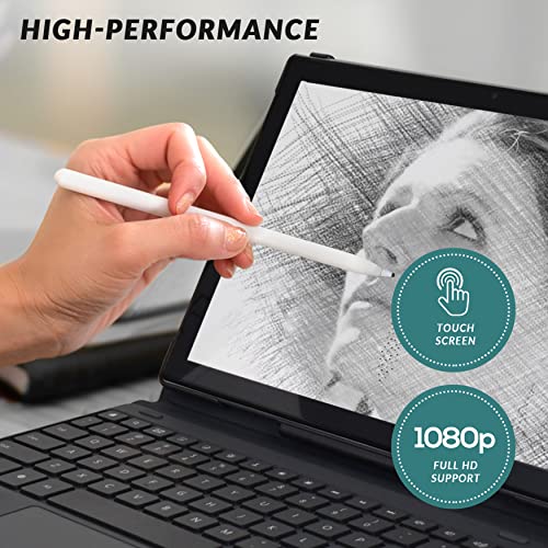 10 Inch Android Tablet -2 in 1 Tablet 1080p HD Display, 5000 mAH, Dual Camera, WiFi Compatibility, Quad-Core Processor, 2GB RAM, 32GB Storage, Magnetic Keyboard, Stylus Pen & Case Included- Silver