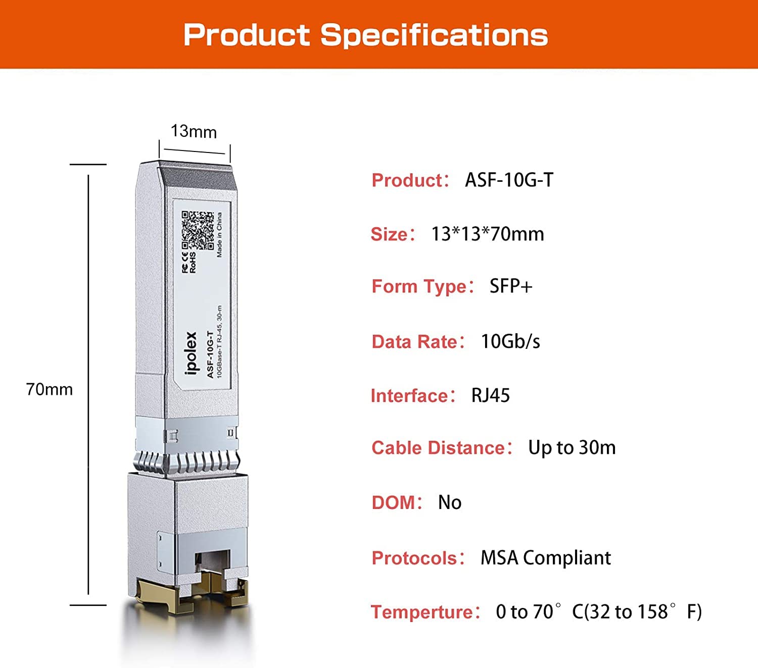 1.25/2.5/5/10G SFP+ to RJ45 Transceiver, 10GBase-T Copper SFP+ Module, 10G-T RJ45 Transceiver Compatible for Cisco SFP-10G-T, Ubiquiti F-RJ45-10G, Mikrotik, Netgear, TP-Link, D-Link and More