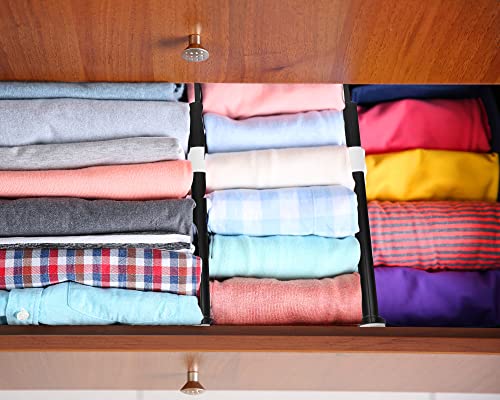 12 Pcs Drawer Dividers Organizer Adjustable Separators 4" High Expandable from 11"-17" Drawer Organization Separators Dresser Drawer Organizers Divider for Clothes Closet Kitchen Clothing Bedroom