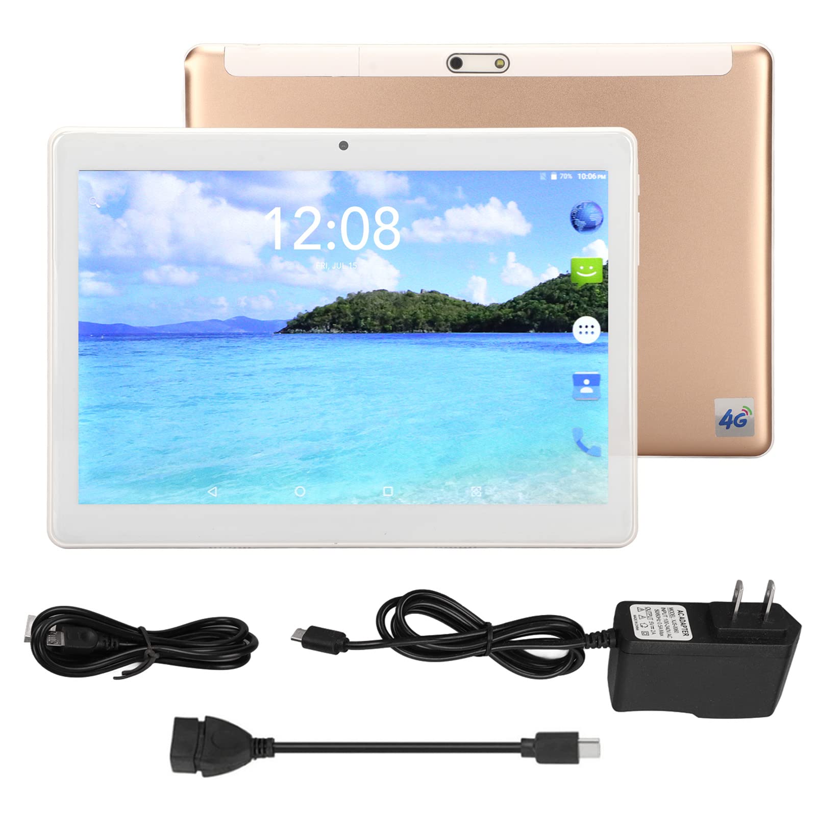 10.1 Inch HD Tablet Dual Sim Dual Standby HD Tablet 3 Card Slot MT6753 Large Memory Chip 2GB RAM 32GB ROM for Study and Study (US Plug)