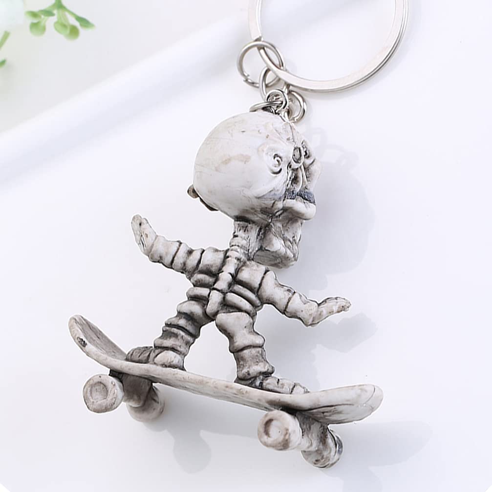 1 pc Halloween Skull Keychain Rubber Skeleton Hanging Pendant Fashion Skateboard Skull Handbag Car Keyring Decor
