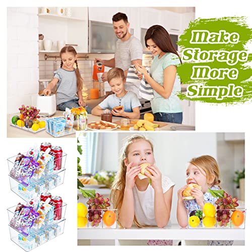 12 Pcs Food Storage Organizer Bins Acrylic Snack Organizer for Pantry Clear Bins with 3 Removable Dividers Refrigerator Organizer Bins Stackable Storage Bins Containers for Kitchen Fridge Cabinet