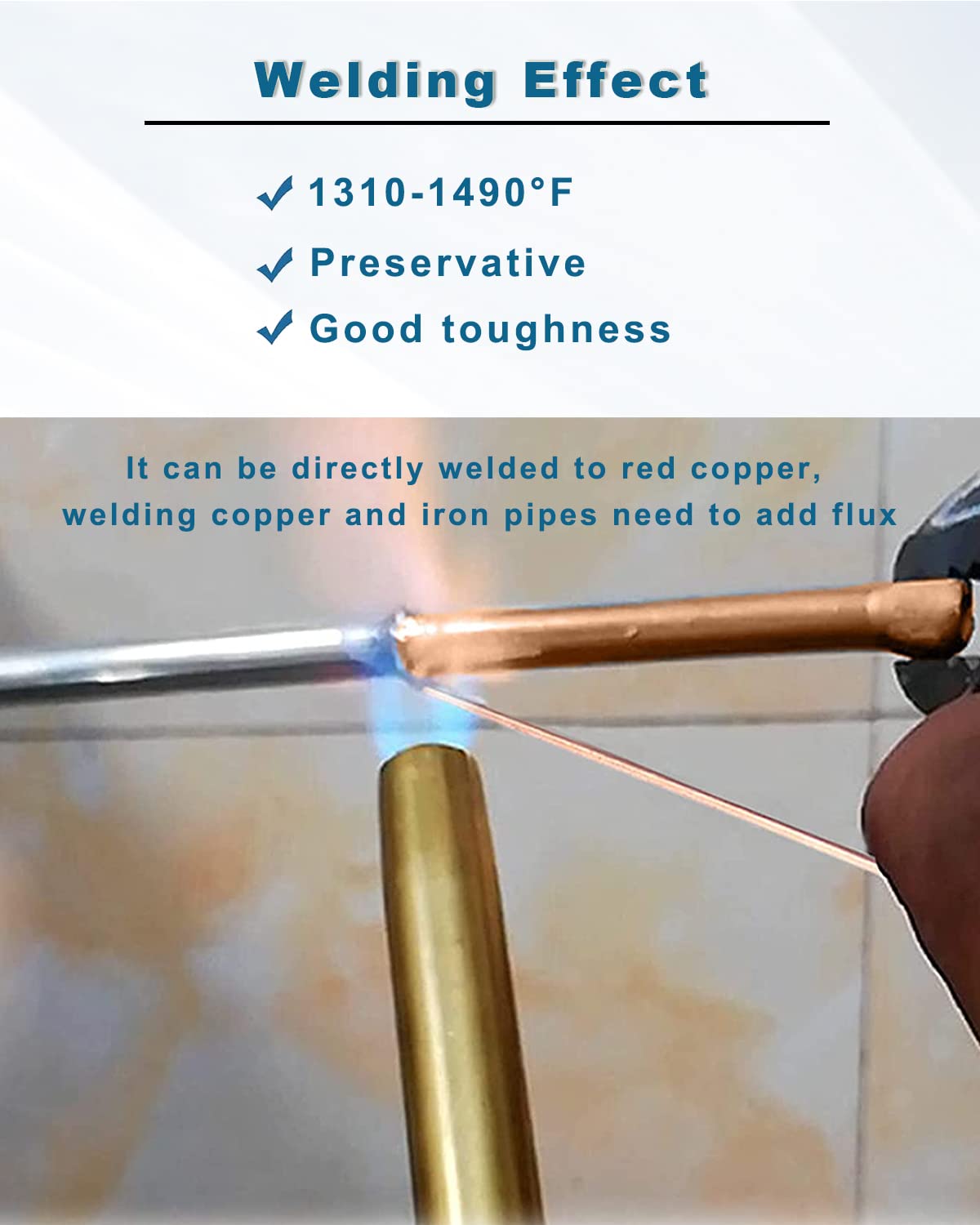 10 Rods Copper Brazing Rod 15.7", Low Temperature Welding Rod, Welding Consumables with Good Liquidity for Welding Refrigerator, Air Conditioner Copper Pipes, Copper Products⌠B09C3S9KRG