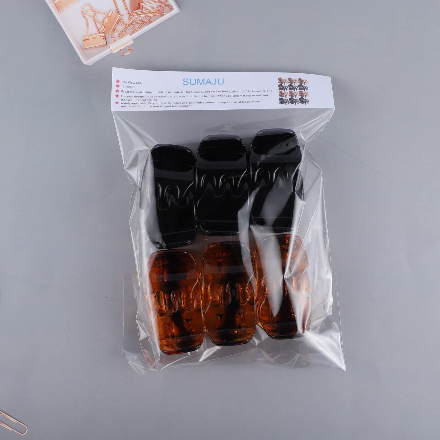 12 Pieces Medium Size Hair Claw Clamp 1.3 Inch No-Slip Grip Jaw Clips for Women and Girls Stocking Stuffers(Black and Brown)