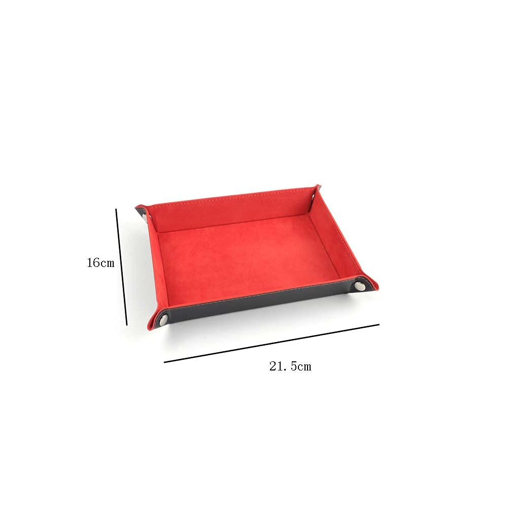 1 Piece Dice Holder Dice Pad Dice Rolling Tray PU Leather Dice Tray Rectangle Folding Dice Tray for Dice Gaming and Other Table Games, Red