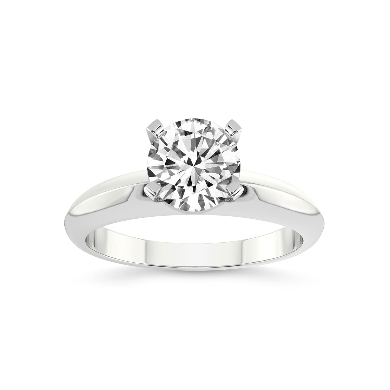1 Carat | IGI Certified Round shape Lab Grown Diamond Engagement Ring For Women | 14K Or 18K in White, Yellow Or Rose Gold | Eloise Solitaire Knife Edge Diamond Ring |FG-VS1-VS2 Quality Friendly Diamonds Engagement Ring