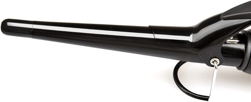 1-1/2" Tapered Hair Curling Iron with Short Clip, Hair Curler add Cool Tip, Ceramic Coating Curling Wand 9-Gears Temp Settings & 60 Min Auto-Off, Black