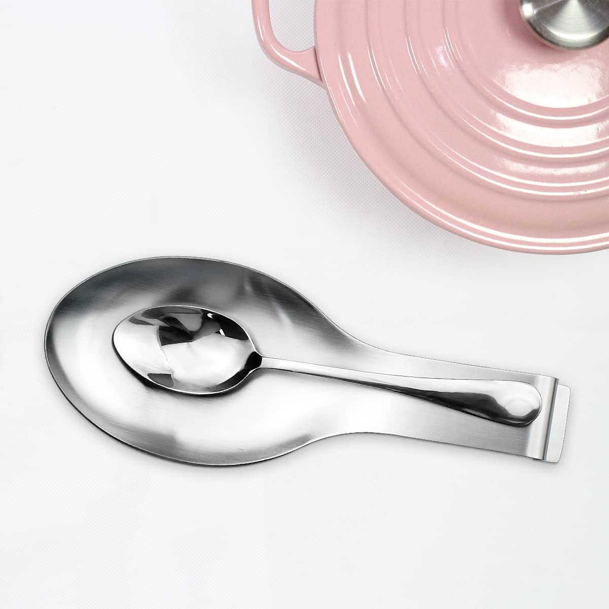 1 PCS Stainless Steel Spoon Rest, Spoon Holder for Stove Top, Utensil Spoon Rest Holder, kitchen utensils Holder for Ladles, Spatula, Cooking Utensils or Kitchen Tools (Silver)