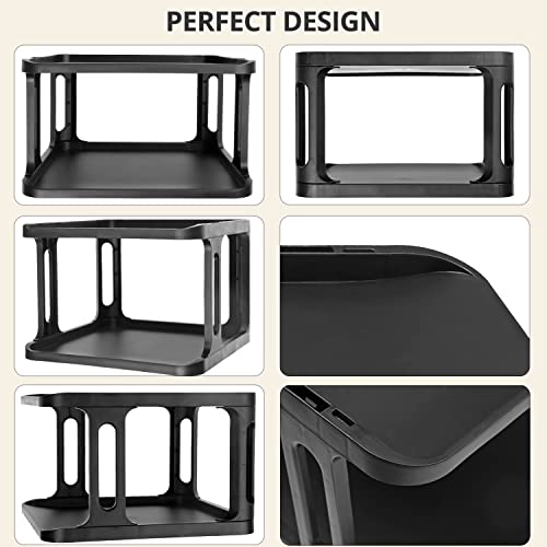 10 Tier Vertical Skinny Shoe Rack - Space Saving Corner Shoe Tower, Plastic Tall Thin Shoes Storage Organizer for Entryway and Closet, Free Standing Shoe Shelf in Black, Modular Set No-Tool Assembly