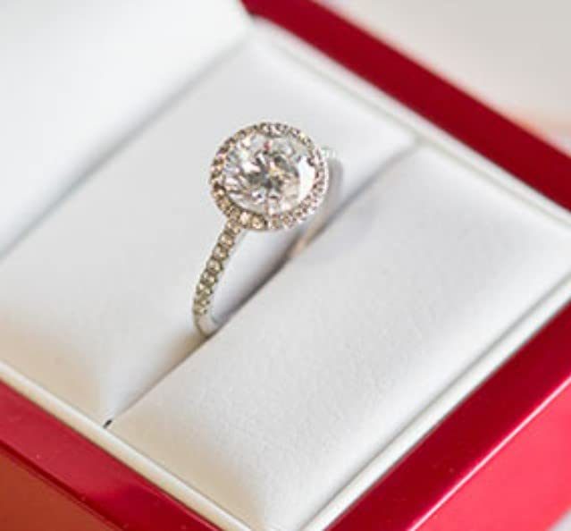 1-2Ct Moissanite Engagement Ring, 925 Sterling Silver, Adjustable Round Cut with Side Stones ring for Engagement and Wedding with Jewelry Box (adjustable)