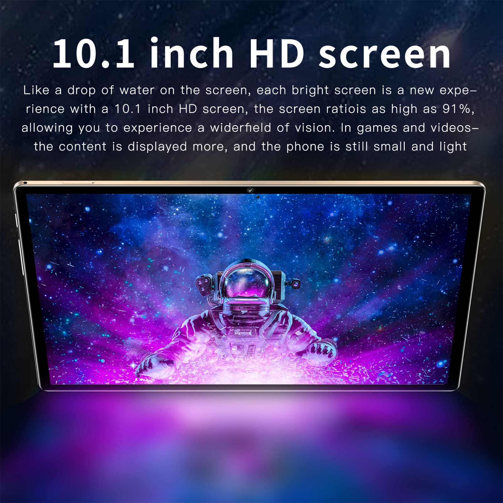 10.1 Inch Tablet for Android11, 4G Network Phone Call, 5G 2.4G WiFi Tablet PC, Octa Core 6G RAM 128G ROM, 8000mAh Battery, with Dual SIM Card Slot, Gifts for Kids (Gold)