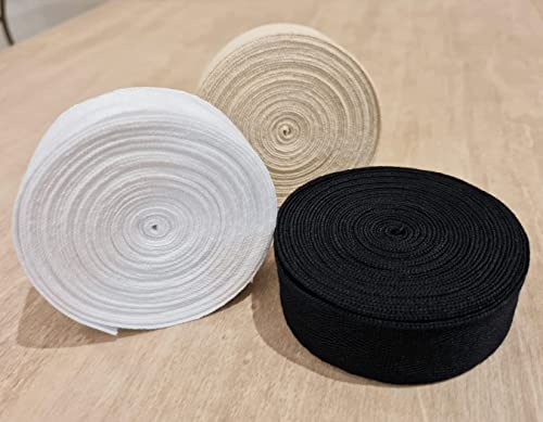 1 inch X 5 Yards Natural Cotton Twill Tape Herringbone Soft Fabric Webbing Strap Ribbon, Bias Binding Tape for Sewing Binding Gift Wrapping DIY Cloth Bag Holders Blanket Edge Sewing Supplies (Beige)